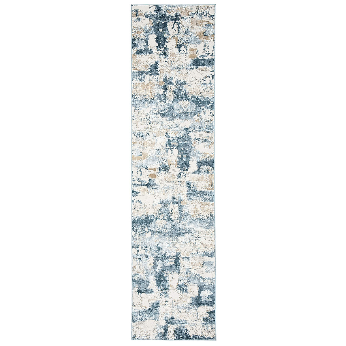 SAFAVIEH Vogue Collection Runner Rug - 2' x 12', Beige & Turquoise, Modern Abstract Design, Non-Shedding & Easy Care, Ideal for High Traffic Areas in Living Room, Bedroom (VGE142B)