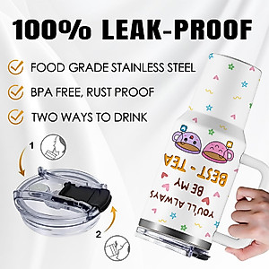 NIAXAUYT Friend Gifts for Women, You'll Always be My Best-Tea Stainless Steel Tumbler Cup Set 40oz, Birthday Gifts for Friendship, Funny Christmas Gifts for BFF Bestie Mug with Handle