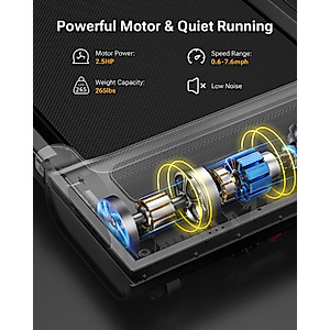 UREVO 2 in 1 Folding Treadmill, Under Desk Treadmill for Home/Office, 2.5HP Walking Pad Treadmill with Remote Control, LED Display, 265lbs Weight Capacity