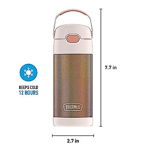 THERMOS FUNTAINER 12 Ounce Stainless Steel Vacuum Insulated Kids Straw Bottle, Rose Gold