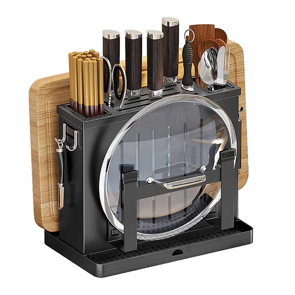 MYBAQ,Kitchen Knife Rack,Knife Holder for Kitchen Counter,Knife Rack,Knife Organizer,Stainless Steel Knife Holder,30 * 16 * 26.3cm,Features: Wall mountable Without Holes, Large Capacity