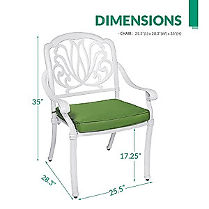 VIVIJASON 2-Piece Outdoor Bistro Dining Cushioned Chairs, Patio Cast Aluminum Dining Chairs, Patio Bistro Chair Set for Balcony, Lawn, Garden, Backyard, White