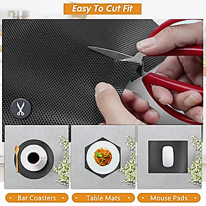 Shelf Liner Kitchen Drawer Mats, Non Adhesive EVA Material Refrigerator Liners with Waterproof Durable Fridge Table Place Mats for Cupboard, Cabinet, Drawer Liner-Black-11.8 inch * 78.7 inch