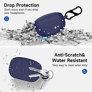 JDHDL for Sony WF-1000XM5 Case Cover with Replacement Ear Tips(S/M/L), Protective Silicone Case for Sony WF-1000XM5 with 3 Pairs Eartips (Midnight Blue)