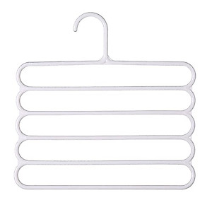 Multifunction Trousers Hanger, Anti-Slip Pants Hangers, Plastic Space Saving Clothes Hanger, Household Trousers Scarf Storage Storage Rack(White)