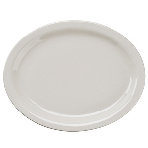 Narrow Rim American White (Ivory/Eggshell) China Oval Platter - 11 1/2" x 9 1/8" 12 / Case
