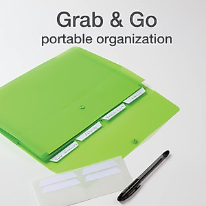 Oxford Plastic Expanding Files, 8 Pack of 5 Pocket File Organizers with 4 Tabs and Snap Closure, Letter Size Paper, 2 Black, 3 Blue, 3 Green (52005)