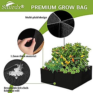 Fabric Raised Garden Bed, Square Plant Grow Bags, Large Durable Rectangular Reusable Breathe Cloth Planting Container for Vegetable, 4 Grids Heavy Pot for Potato, Carrot, Onion, Flower