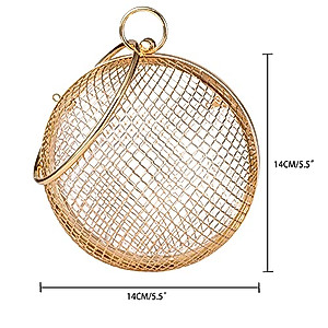 molshine Metal Hollow Round Evening Handbag, Spherical Mesh Crossbody Bags, Classic Shoulder Bag, Party Clutch Purse for Women Girl Home Shopping Travel Outdoor