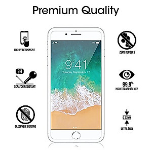 amFilm Screen Protector for Apple iPhone 8 Plus, 7 Plus, 6S Plus, 6 Plus, Tempered Glass, 2 Pack