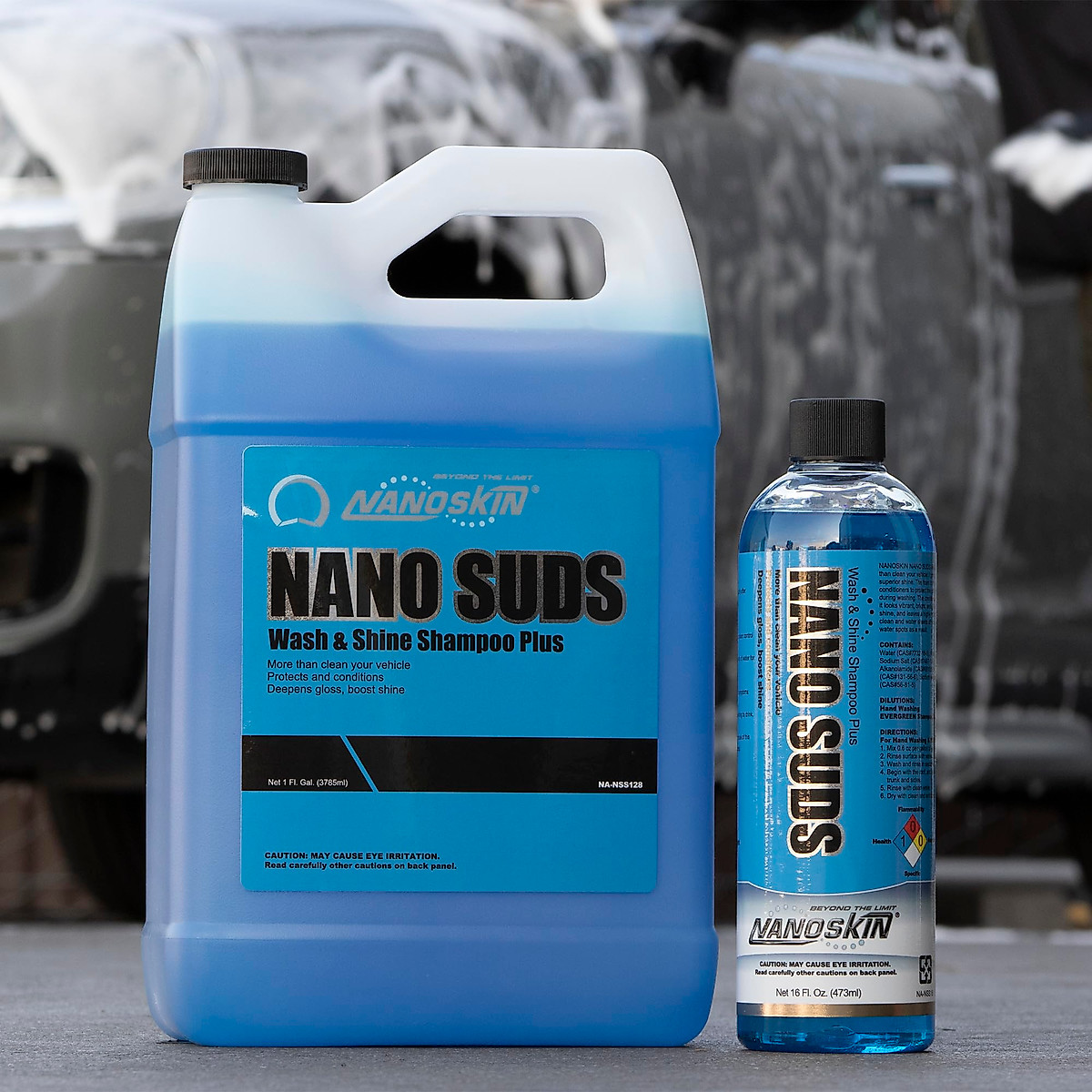 Nanoskin NANO SUDS Foaming Car Wash Shampoo 5 Gallons - Works with Foam Cannon, Foam Gun, Bucket Washes, Car Soap for Pressure Washer | Safe for Cars Trucks, Motorcycles, RVs & More | Fruity Scented, 640 Fl Oz (Pack of 1), Blue