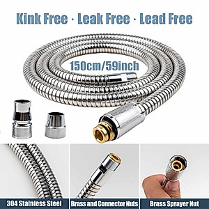 Faucet Hose for Grohe Kitchen Faucet Parts 46174000/46092000/46592000, Grohe Replacement Parts Hose with 3 Connect Adapters 48293000, Pull Down Faucet Hose Replacement, 59 inches