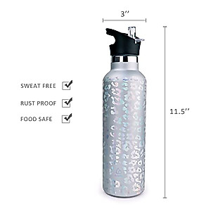 Swig Sip Insulated Water Bottle - 25oz Double Wall Stainless Steel Tumblers with Straw Vacuum Insulated Thermos Workout Tumbler (Laser Siver)