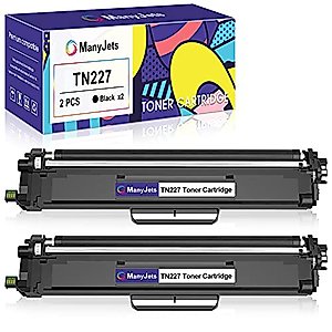 ManyJets TN227 Compatible Toner Cartridge Replacement for Brother TN227BK TN 227 BK TN223 Work with HL-L3210CW HL-L3290CDW HL-L3270CDW MFC-L3750CDW MFC-L3710CW HL-L3230CDW MFC-L3770CDW (Black,2-Pack)