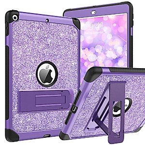 BENTOBEN for iPad 9th Generation Case with Kickstand, iPad 8th / 7th Generation Case Glitter Sparkly 3 Layers Shockproof Full Body Protective Girls Tablet Cover for iPad 10.2" 2021/2020/2019,Purple