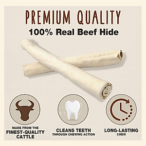 Cadet Premium Grade Beef Hide for Dogs, Long Lasting Rawhide Retriever Rolls, Single Ingredient Dog Chews, Beef Hide Flavor, 10 Inch (4 Count)