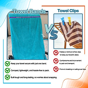 Tailoreadily 6 Pack Towel Bands, Beach Pool Cruise Chair Essentials, Keep Towel from Blowing Away, Beach Accessories for Vacation Must Haves, Great Alternative to Beach Towel Clips, Multicolor