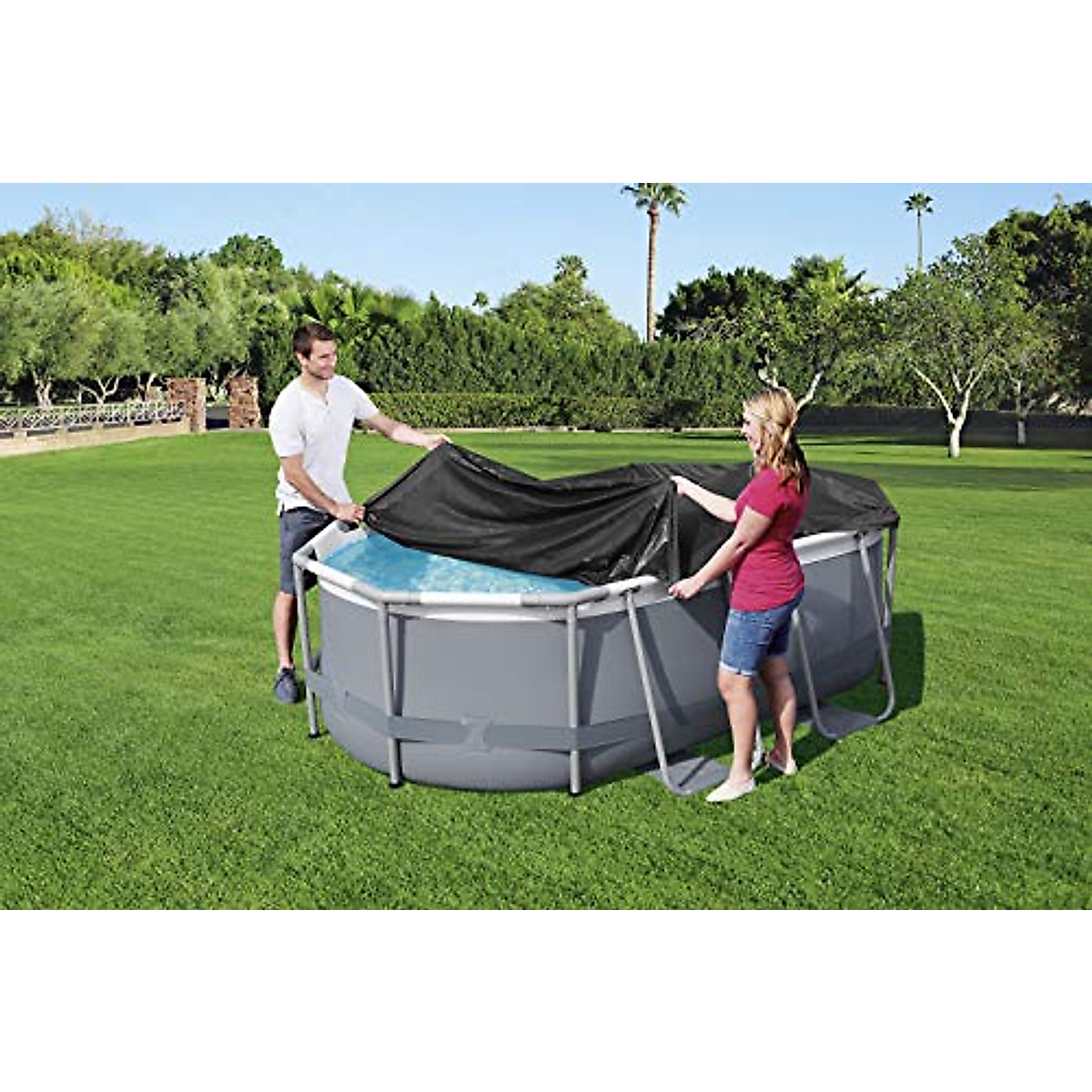 Bestway 58424 Flowclear Swimming Pool Cover, 9ft 10, Black