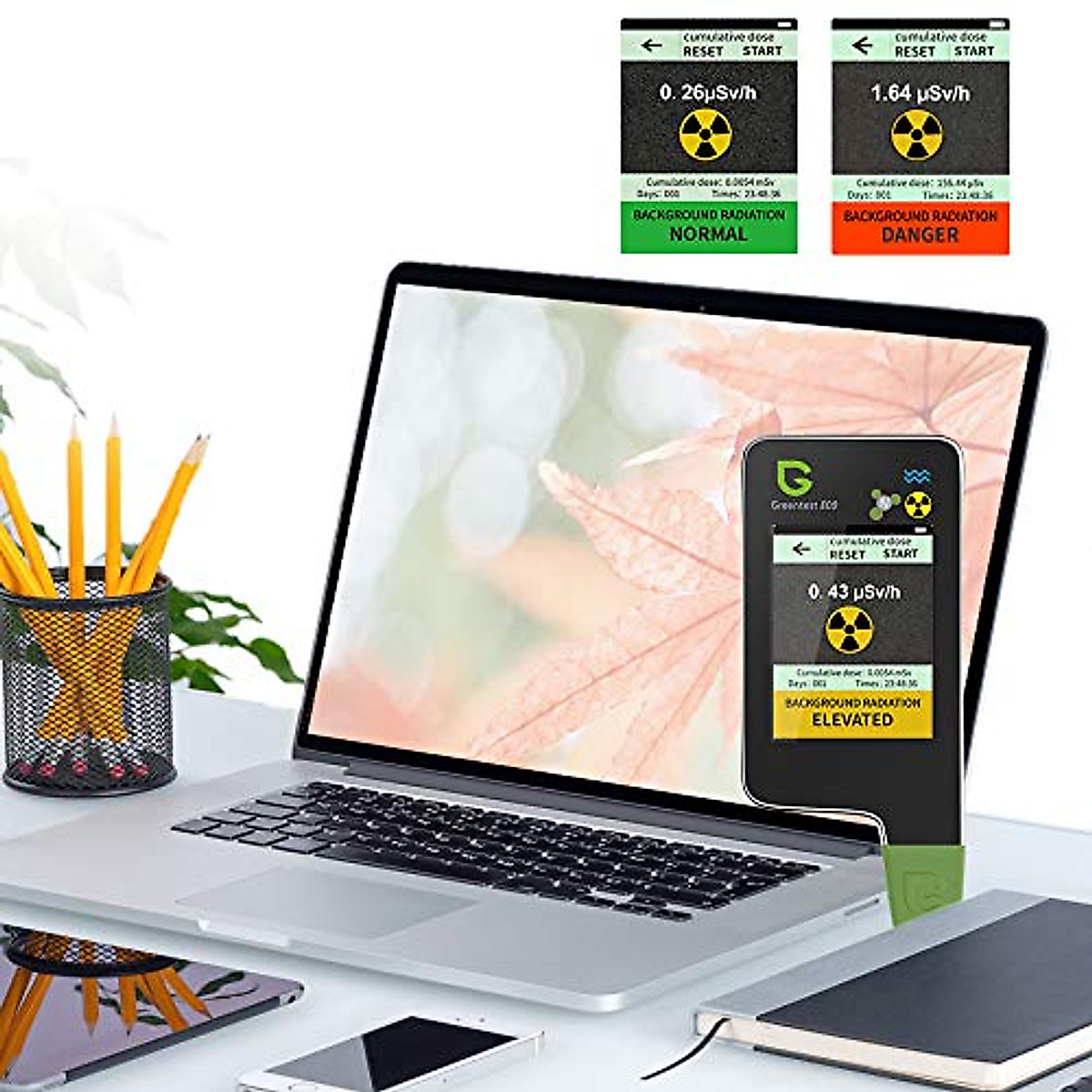 6 in 1 Greentest eco 5 Digital Food Nitrate Tester, High Accuracy Radiation Detector Geiger Counter Water Quality Meter TDS Hardness PPM Analyzer Dosimeter for Vegetable, Fruit, Meat, Fish, Water