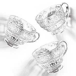 AVLA 4 Pack Glass Coffee Mugs, 16 OZ Clear Tea Cups with Handle and Spoons, Crystal Drinking Glassware for Latte, Cappuccino, Americano, Juice, Hot Beverage, Water, Dishwasher & Microwave Safe