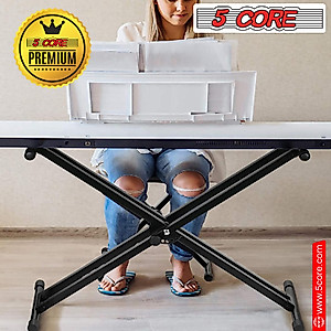 5 CORE Piano Keyboard Stand Double X Heavy Duty 7 Adjustable Heights & Width Digital Electric Synthesizer Music Stands For 61 76 88 Keys w Secure Locking Strap KS 2X BLK