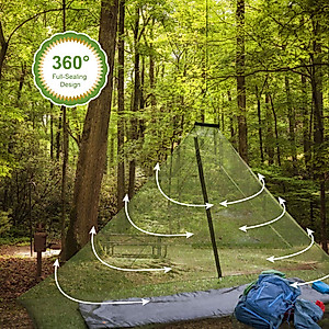 GWHOLE Camping Net with Carry Bag, Mosquito Net with Tent Pegs for Single Cot Camping Patio Outdoor