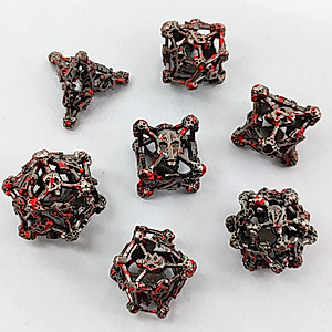 Metal DND Dice Set Polyhedral Dice Set Dungeons and Dragons Dice MTG RPG Role Playing D&D Games Dice Pathfinder Shadowrun D N D Skull Dice D20 D12 D10 D8 D6 D4, bloodstain