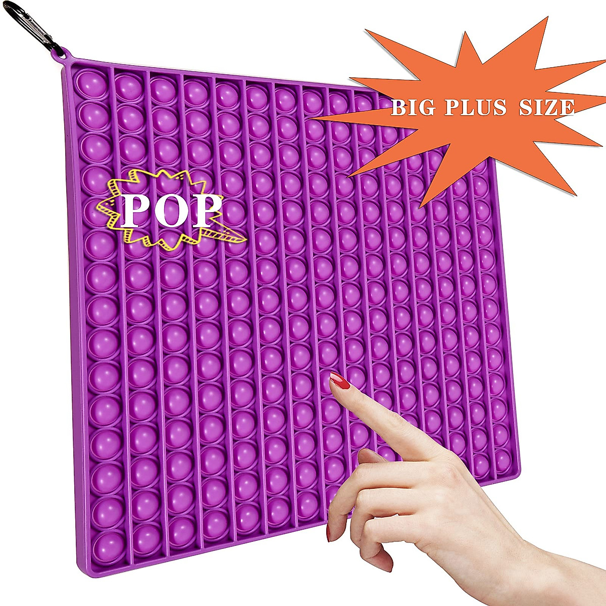 Jumbo Pop 225 Bubbles Big Pop Fidget Toy, Big Size Push Pop Sensory Toy, Cheap Blue Purple Rainbow Large Giant Huge Pops, Extra Large Square Stress Relief Autism Toy for Men and Women (Purple)