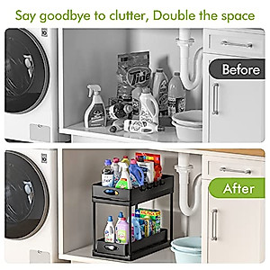 Avaspot Double Sliding Cabinet Organizer Drawer, Under Sink Organizers and Storage 2 Tier Easy Access Slide Out Cabinet Organizer, Bathroom Organizer Under Sink Cabinet Kitchen Organizers and Storage