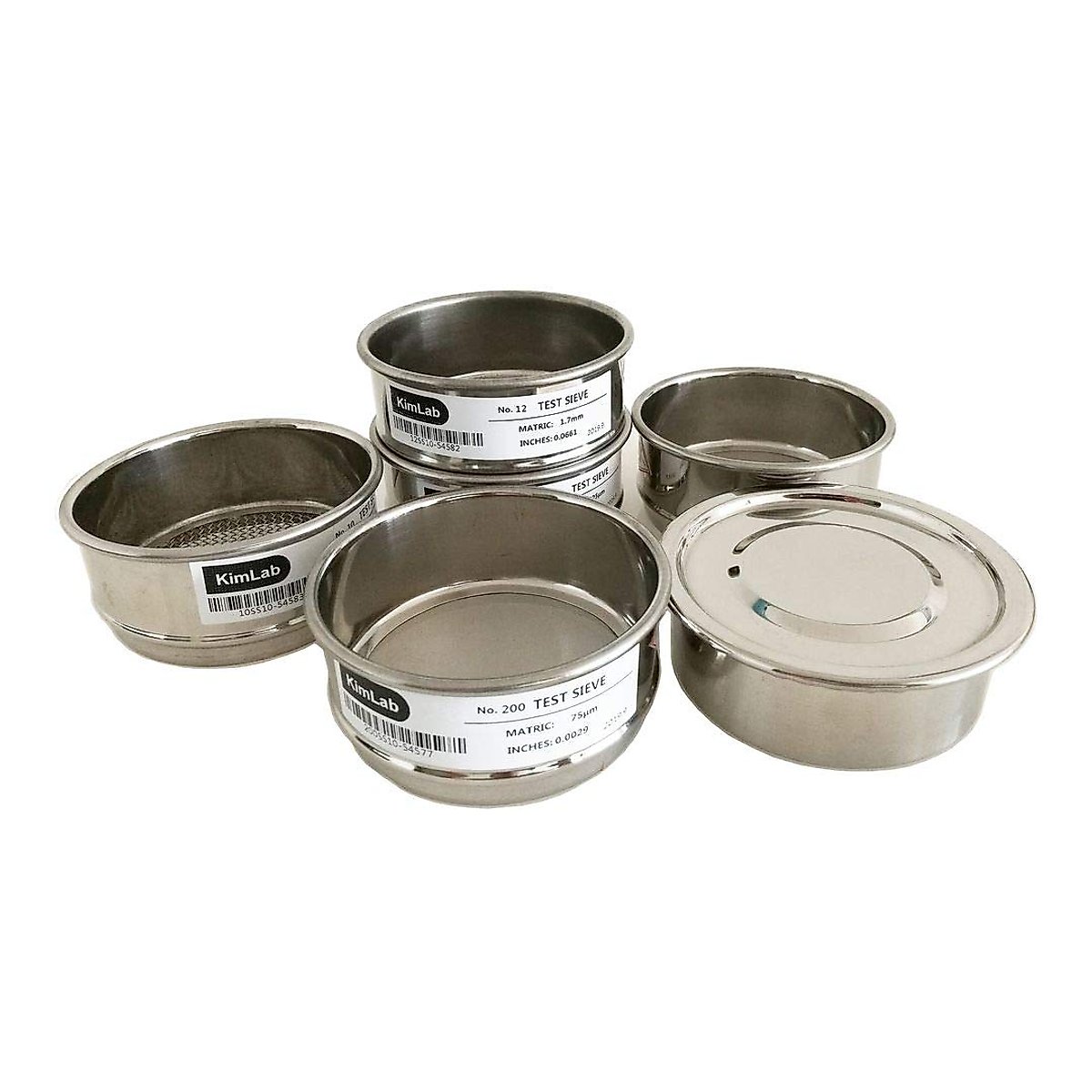 KimLab SS10 Φ10cm Test Sieve Catch Pan and Lid