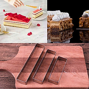 Rectangle Cake Mousse Mold - Stainless Steel Baking Molding Forming Layering Cake Pastry Ring, Cutters Square Baking Metal Ring Molds