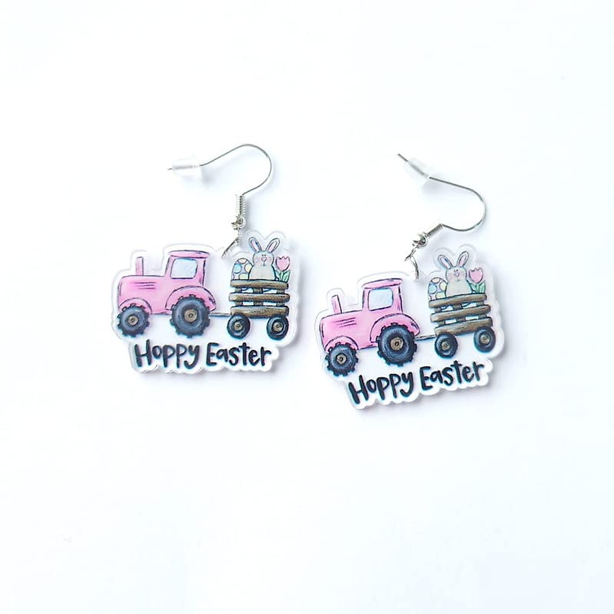 Pingyongchang Cute Easter Acrylic Earrings Set Easter Dinosaur Egg Bunny Drop Earrings Happy Easter Rabbit Dangle Earrings for Women Holiday Party Jewelry Gifts-Rabbit