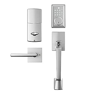 Natsukage Electronic Keypad Deadbolt, Keyless Entry Door Lock with Handle, Front Door Lock Set, Auto Lock, 1-Touch Locking, 50 User Codes, Low Battery Alert, Easy Installation， Satin Nickel