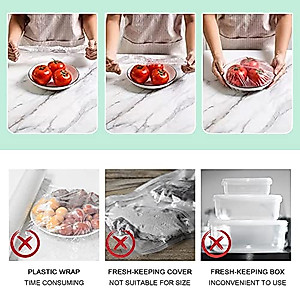 Fresh Keeping Bags 100 pcs, Food Cover, Plastic Bowl Covers Reusable, Plastic Wrap with Elastic for Fruit Vegetable, Meat and Food