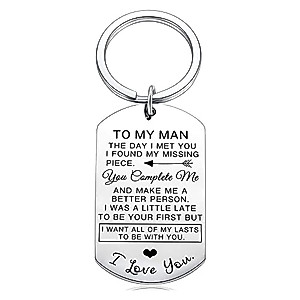 Boyfriend Husband Birthday Gift from Wife Girlfriend, To My Man Keychain Gifts for Him Hubby BF Anniversary Valentines Day Gift for Husband Fiance Keyring for Boyfriend