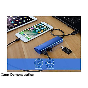 USB 3.0 4-Port Hub Adapter,WAVLINK Slim Aluminum Hub with 4 Port USB 3.0,Compatible with MacBook, Laptop, Surface Pro, PS4, PC, Flash Drive, Mobile HDD