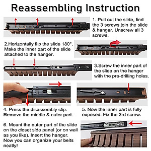 Black Walnut Wood Belt Rack with Slide, Belt Hanger for Closet, Belt and Tie Storage Organizer, Space Saving Wooden Belt Holder, Gift Idea for Husband and Father’s Day