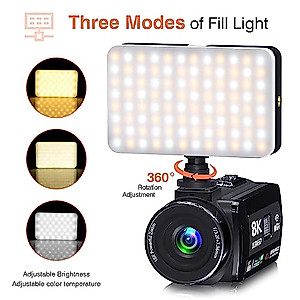 VETEK Video Camera 8k Camcorder 48MP UHD WiFi IR Night Vision Vlogging Camera for YouTube, 18X Digital Zoom 3.0“ LCD Screen Digital Camera with Microphone, 32G SD Card, Remote Control and 2 Batteries