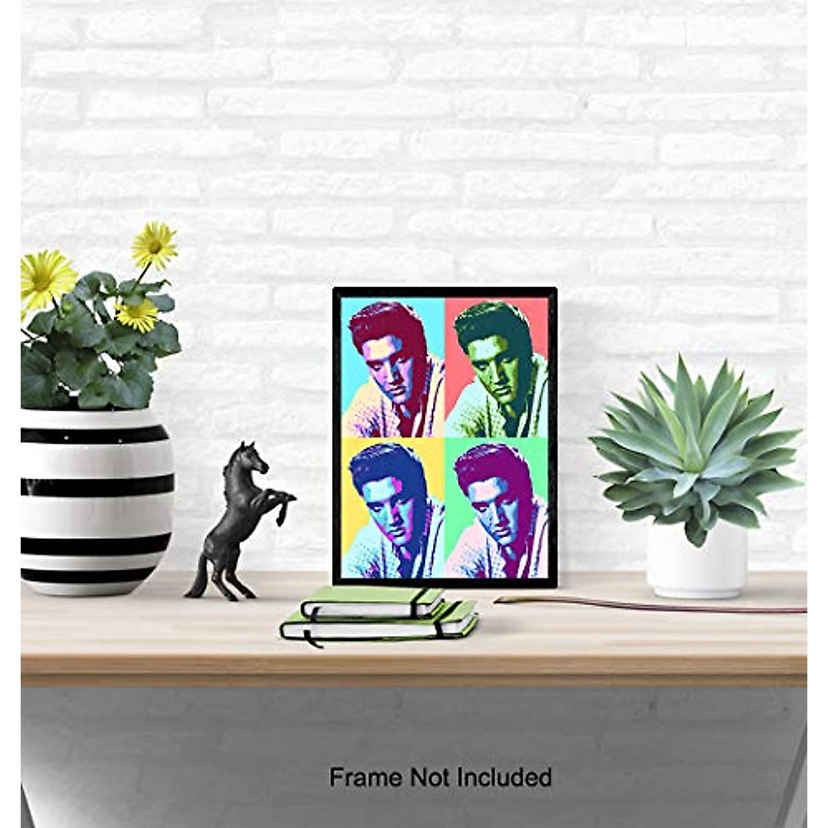 Elvis Poster - 8x10 Andy Warhol Pop Art Modern Wall Decor - Decoration for Bedroom, Living Room, Office - Cool Gift for Country Music, Nashville, Graceland Fans - UNFRAMED Print