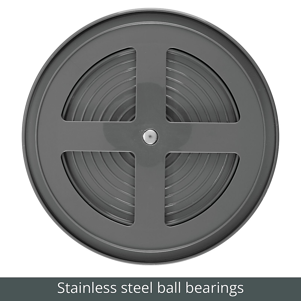 mDesign 2 Tier Lazy Susan Turntable Food Storage Container for Cabinets, Pantry, Fridge, Countertops - Raised Edge, Spinning Organizer for Spices, Condiments - 9" Round - Charcoal Gray/Chrome