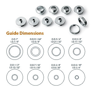 POWERTEC Dia 6-1/2" Router Base Plate & 10Pcs 5/16 to 1" Short Shank Router Template Bushing Guide Sets & Centering Pin. Fits Porter Cable, Craftsman, DeWalt, Bosch, Milwaukee Router Sub Bases (71778)