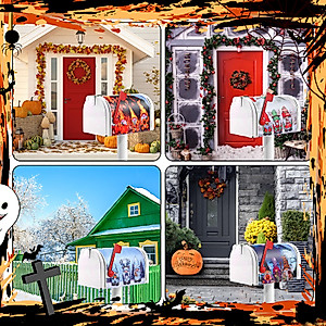 Soaoo 4 Pcs Christmas Winter Thanksgiving Halloween Magnetic Mailbox Covers 18 x 21 Inch Gnomes Letter Box Cover Mailbox Standard Size Wraps for Home Outdoor Garden Yard Decorations