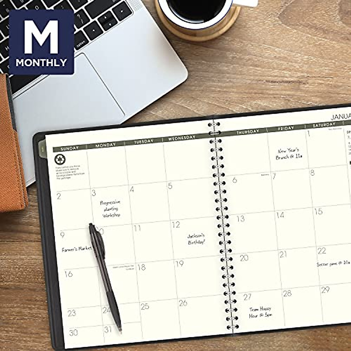 AT-A-GLANCE 2022 Monthly Planner by AT-A-GLANCE, 7" x 8-3/4", Medium, Wirebound, Recycled, Black (70120G05)