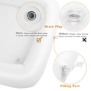 Hemoton 3PCS Inflatable Serving Bar Salad Ice Tray Food Drink Containers,Waterproof Durable Inflatable Cooler Serving Bar for BBQ Picnic Pool Party Picnic Luau,with drain plug