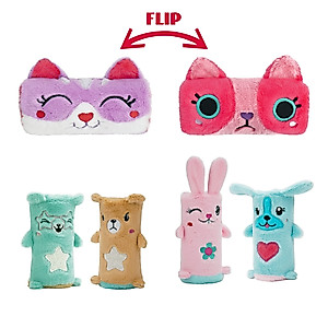 EASYLEISURE Reversible Plushie Bear Stuffed with Water Wiggler Sensory Fidget Stress Relief Water Snake flip Plush Toy Double Sided with Moods Happy and Angry