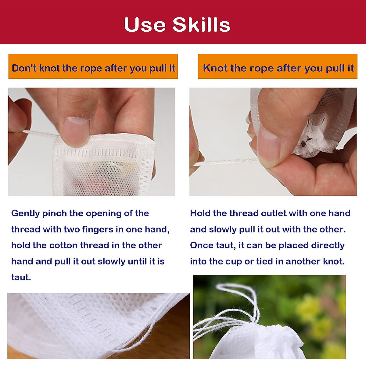 Bubcool Tea Filter Bags, Safe & Natural Material, Disposable Tea Infuser, Empty Tea Bbag With Drawstring For Loose Leaf Tea,Coffee, Spice, Herbs,set of 100（3.15 x 3.94 inch ）(White)