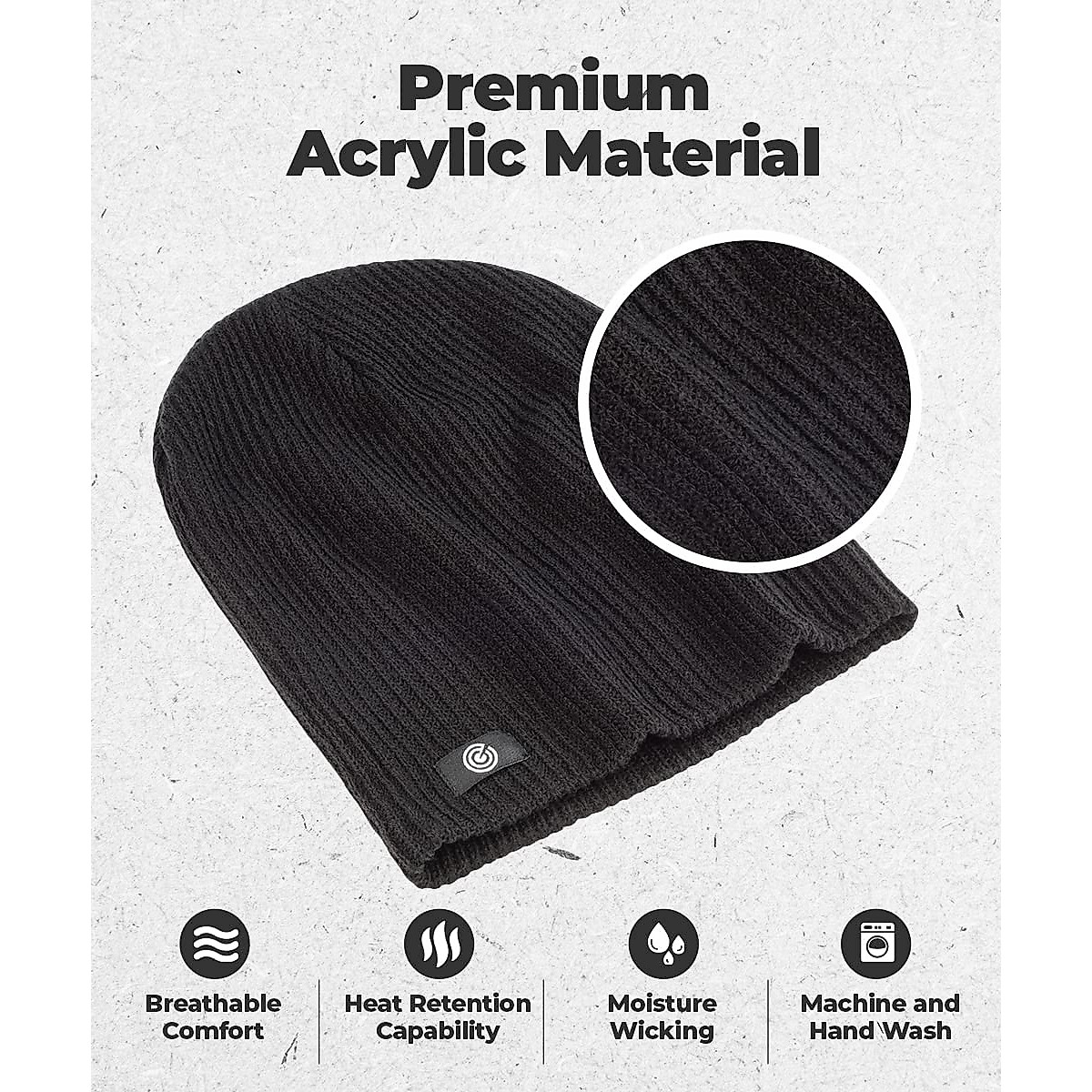 Ultra Soft Beanie for Men & Women - Warm, Comfortable & Stylish - Cozy Ribbed Knit Black