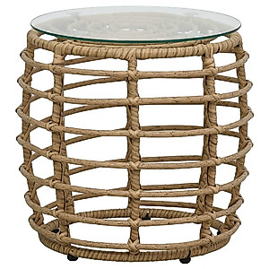 Makastle Outdoor Patio Bistro Set, 3 Piece Rattan Wicker Conversation Chair Sets Balcony Furniture for Yard Lawn Garden Porch Poolside, Poly Rattan Oak