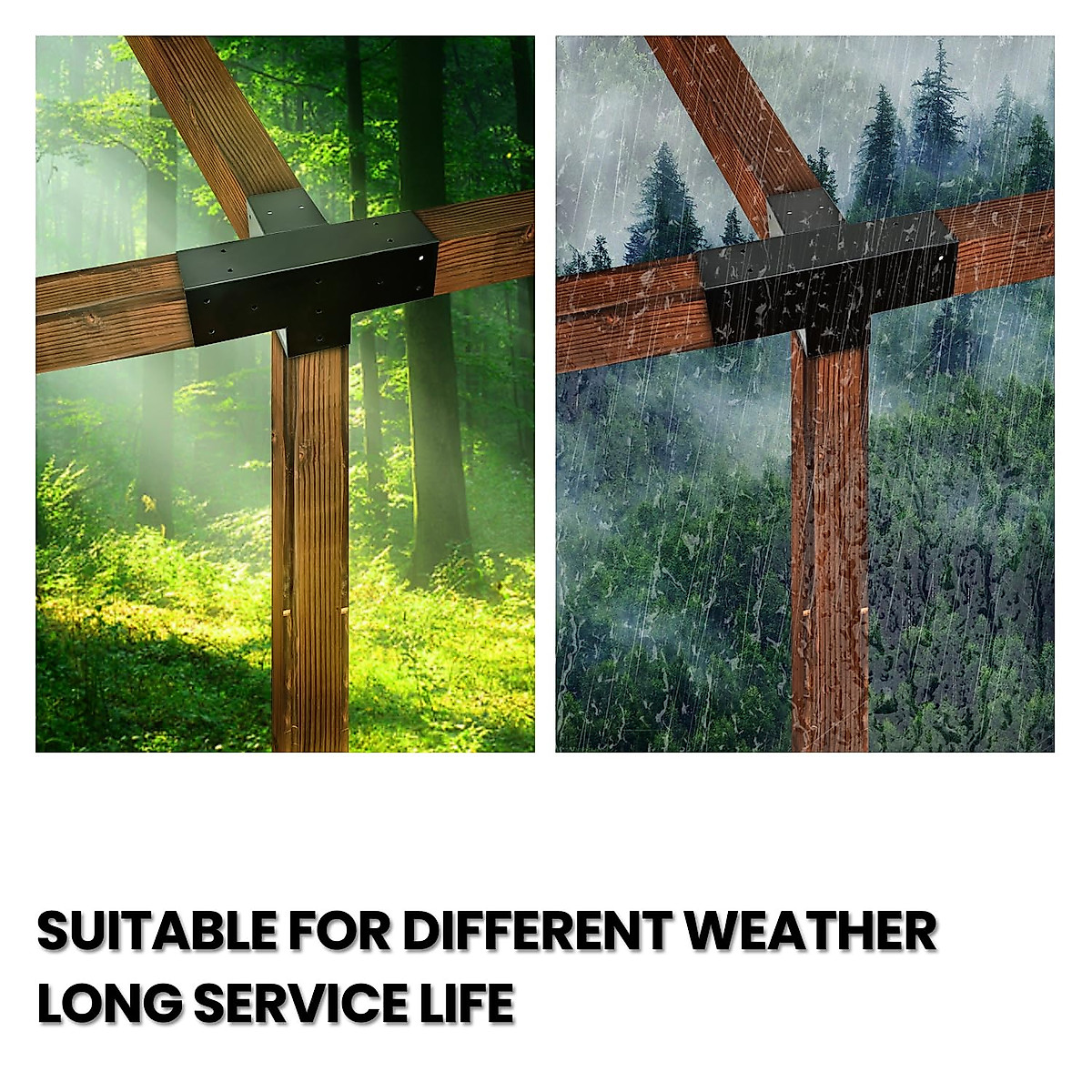 Anman 4-Way Right Angle Corner Wood Brackets(Alloy Steel) with Screws for 4x4 (Actual: 3.5x3.5), DIY Pergola Kit/Gazebo Kit/Patio/Sheds (4 Way pergola Brackets & Flange Anchor Bases (2 PCS))