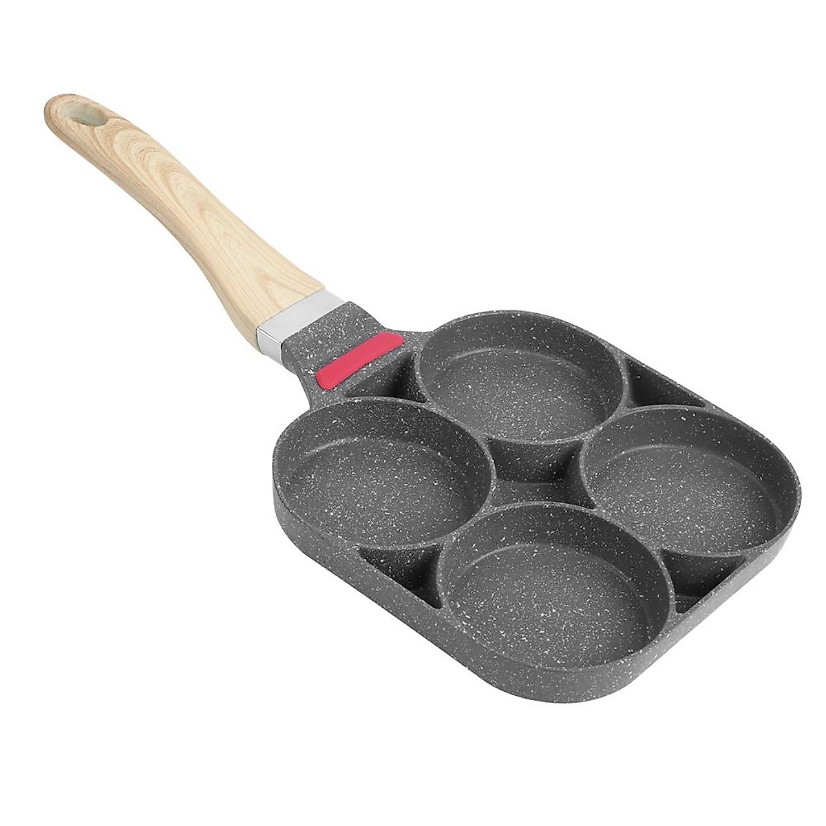 Pancake Pan, Japanese Obanyaki Pan Nonstick Aluminum Pan, Egg Frying Pan with 4 Holes, for Fried Egg, Burger, Breakfast Pancake Making, with Anti-Scald Handle(B)